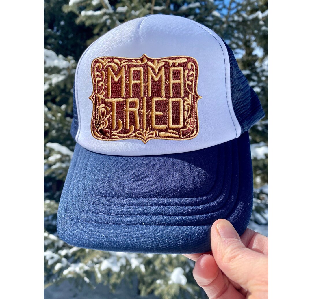 KIDS Trucker Hat- Mama Tried Patch- Navy Blue or Black Snapback Youth ...