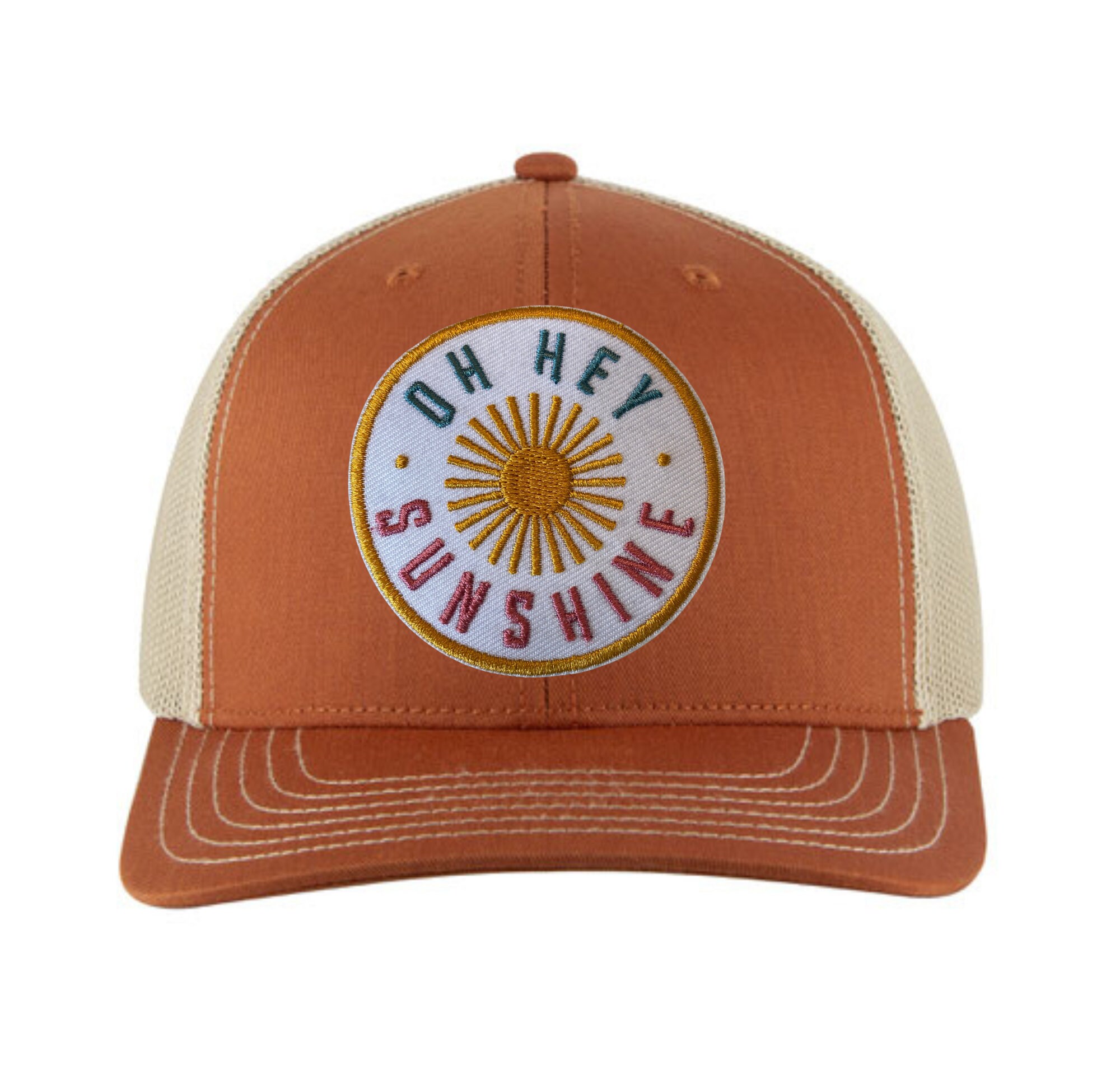OH HEY SUNSHINE Trucker Hat Mid Profile, Baseball Hat Embroidered Patch ...