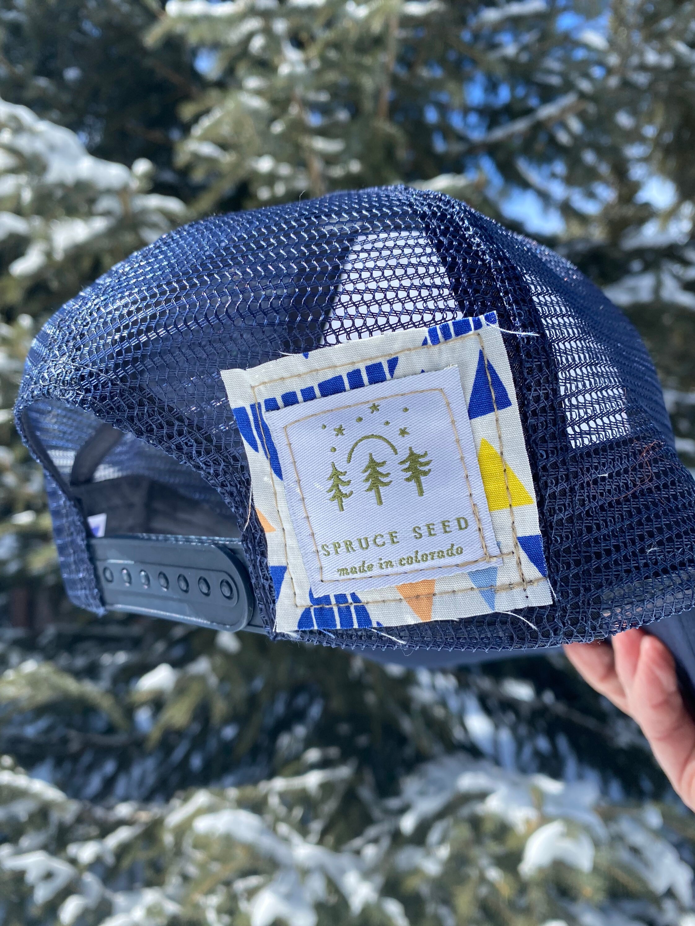 Kids Trucker Hat | Mountain Adventure Patch Trucker Hat | Navy White ...