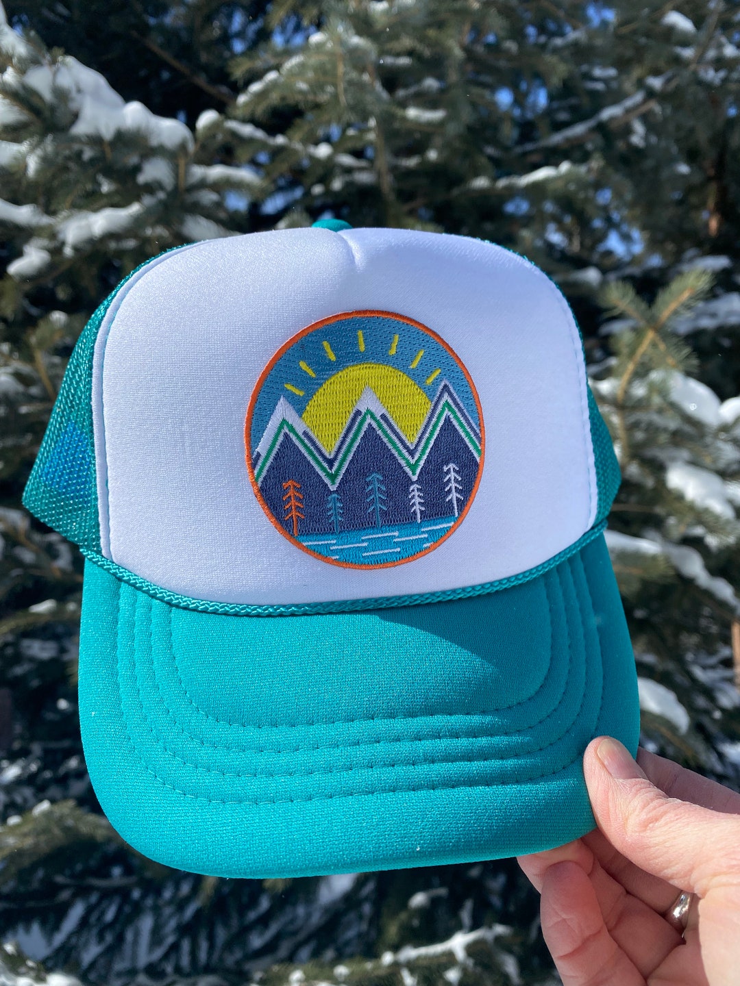 Mountain Sunset Patch Kids Trucker Hat- Youth Trucker Hat Embroidered ...