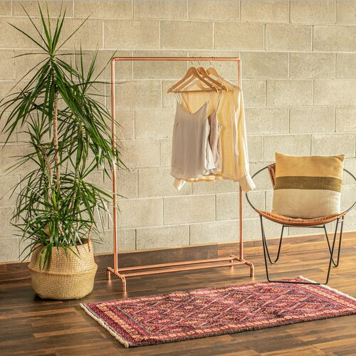Copper Rack W/ Shelf Freestanding Clothing / Garment Rack | Etsy