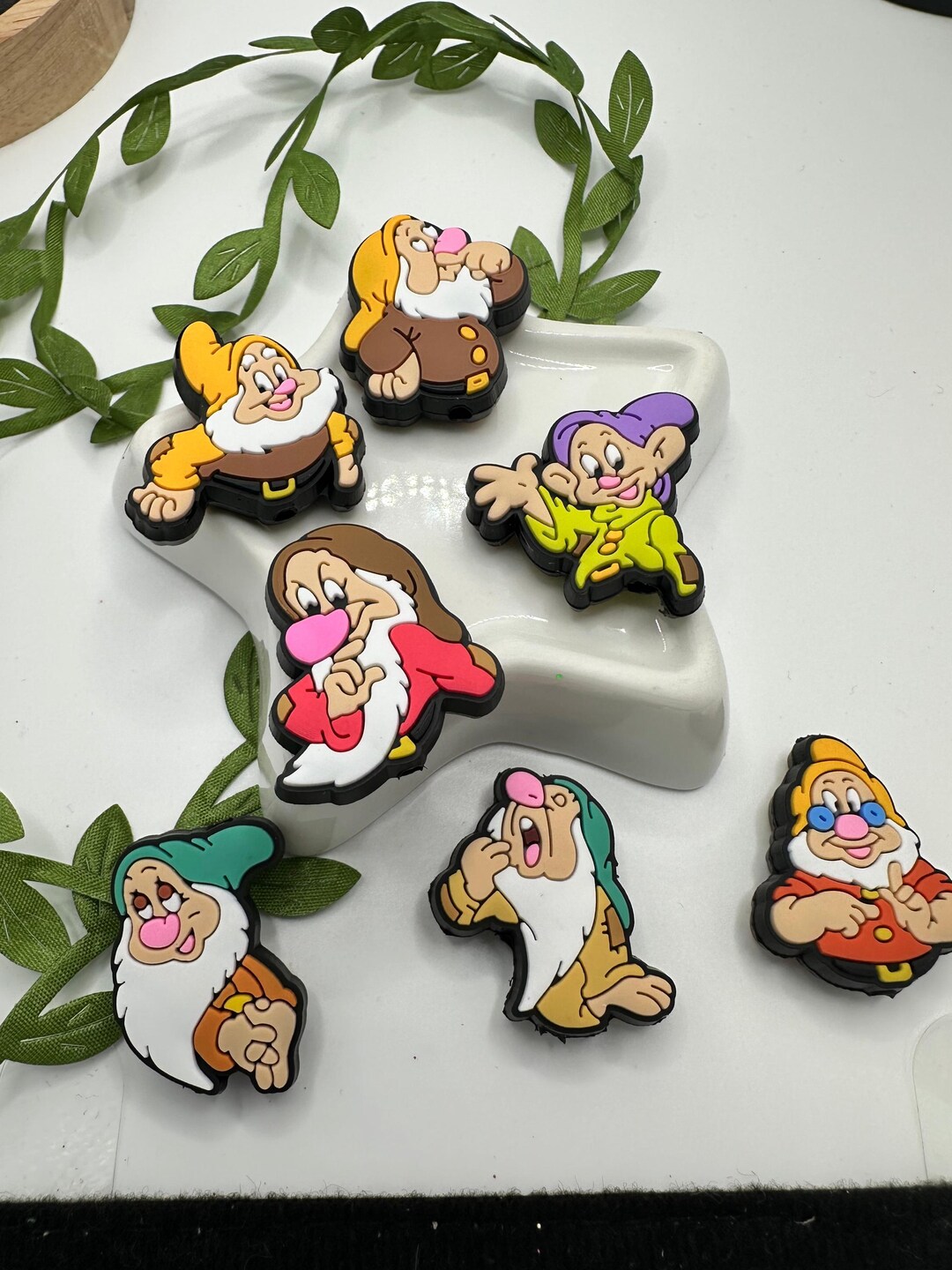 Seven Dwarfs Fairy Tale Gnomes, Silicone Focal Bead, Cute Bead for Pens ...
