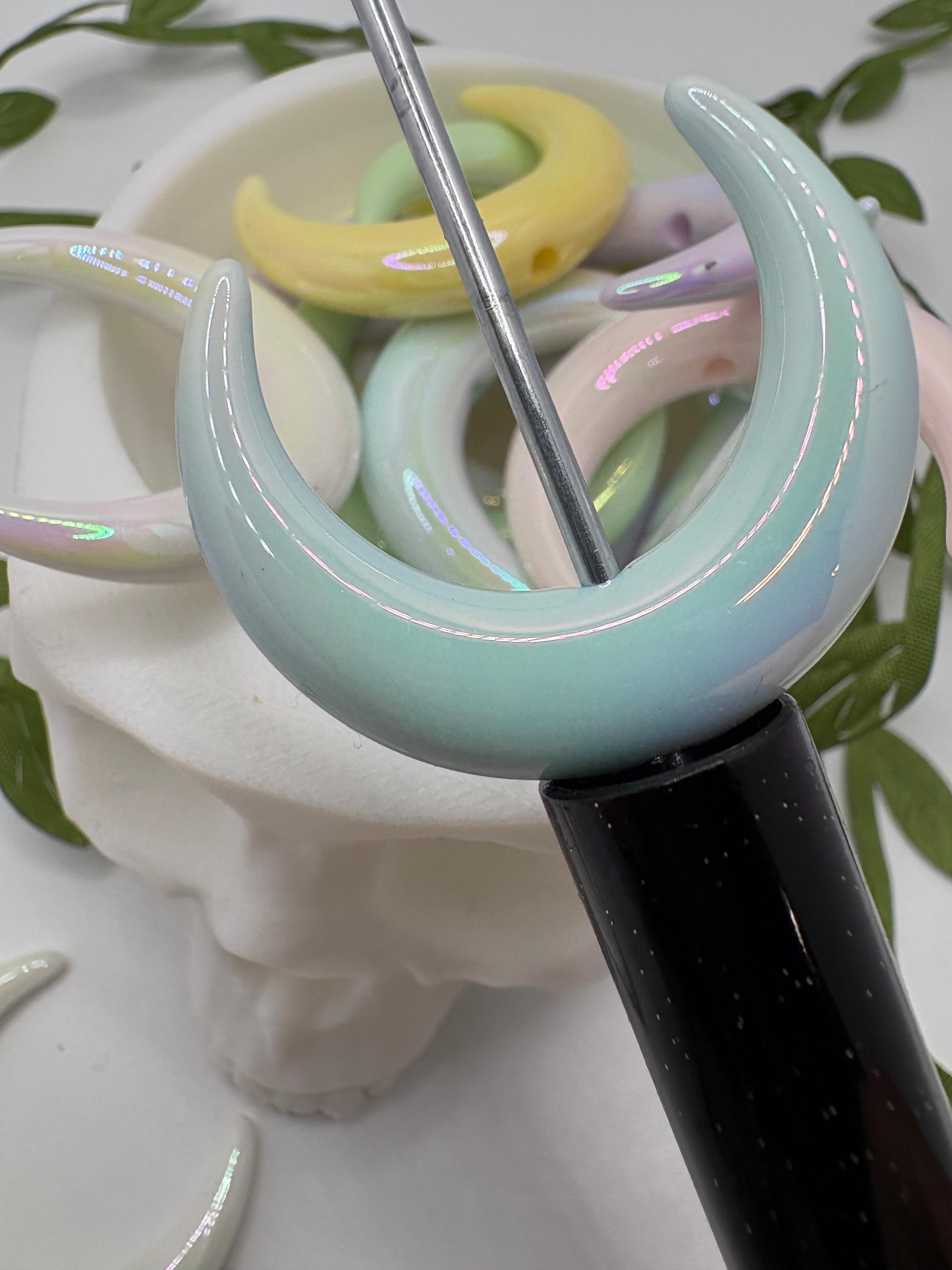 Holographic Multicolor Moons Bead, Acrylic 32.5mm Beads for Pens ...