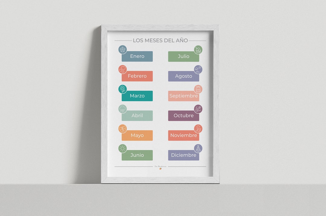 Months of the Year Printable in Spanish Montessori Poster Classroom ...