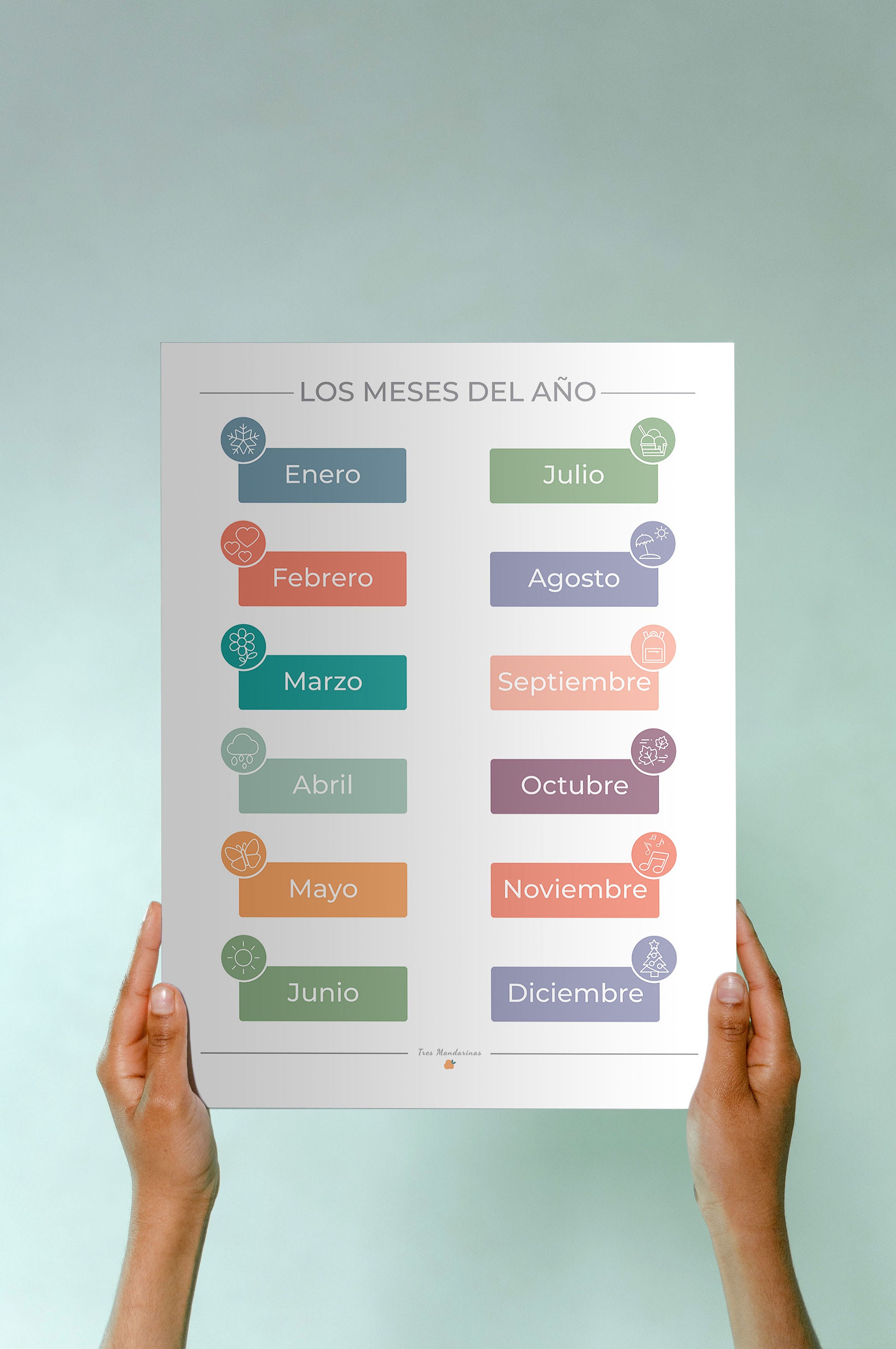 Months of the Year Printable in Spanish - Montessori Poster - Classroom ...