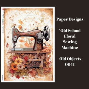 Decoupage Rice Paper Old School Floral Sewing Machine PD - Etsy