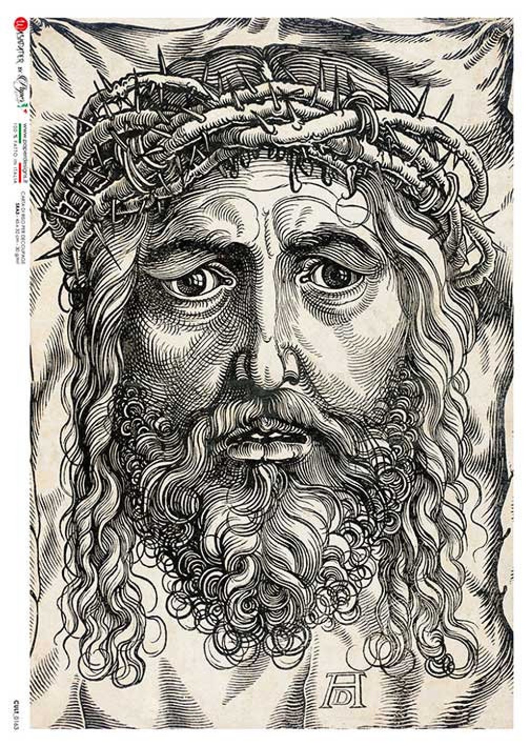 Decoupage Rice Paper | Jesus With Crown of Thorns | PD Cult 0163 ...