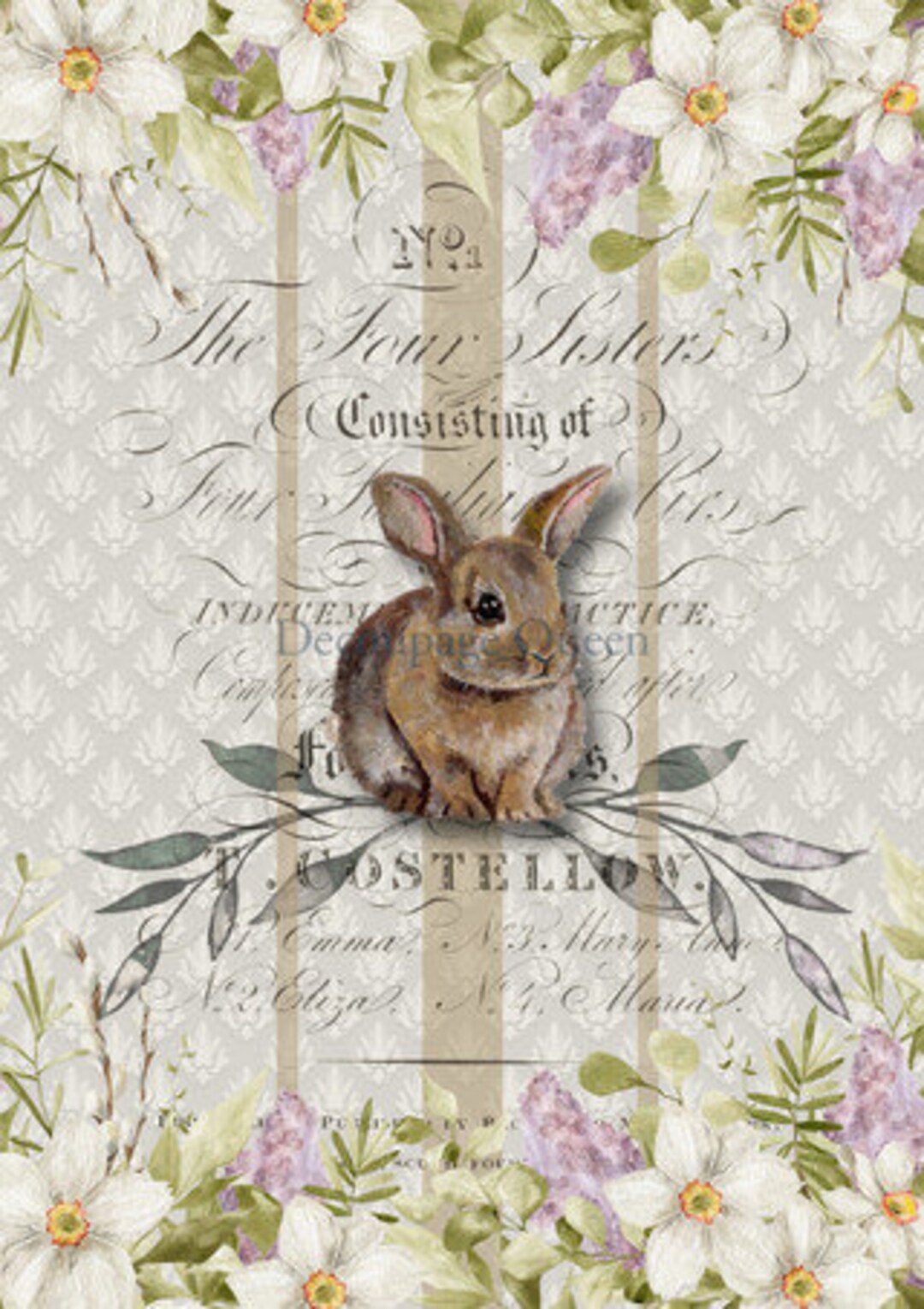 Hand Painted Bunny | Rice Paper | Decoupage Paper | Easter Rice Paper ...