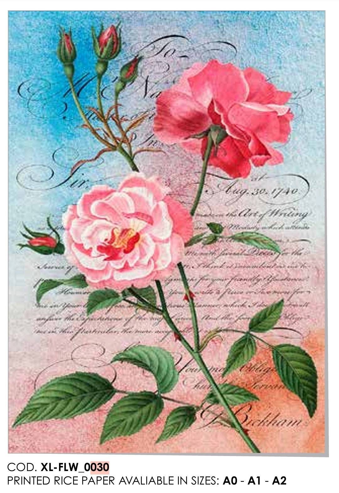 Paper Designs Decoupage Paper - Pink Roses A2 XL-FLW-0030 - Etsy
