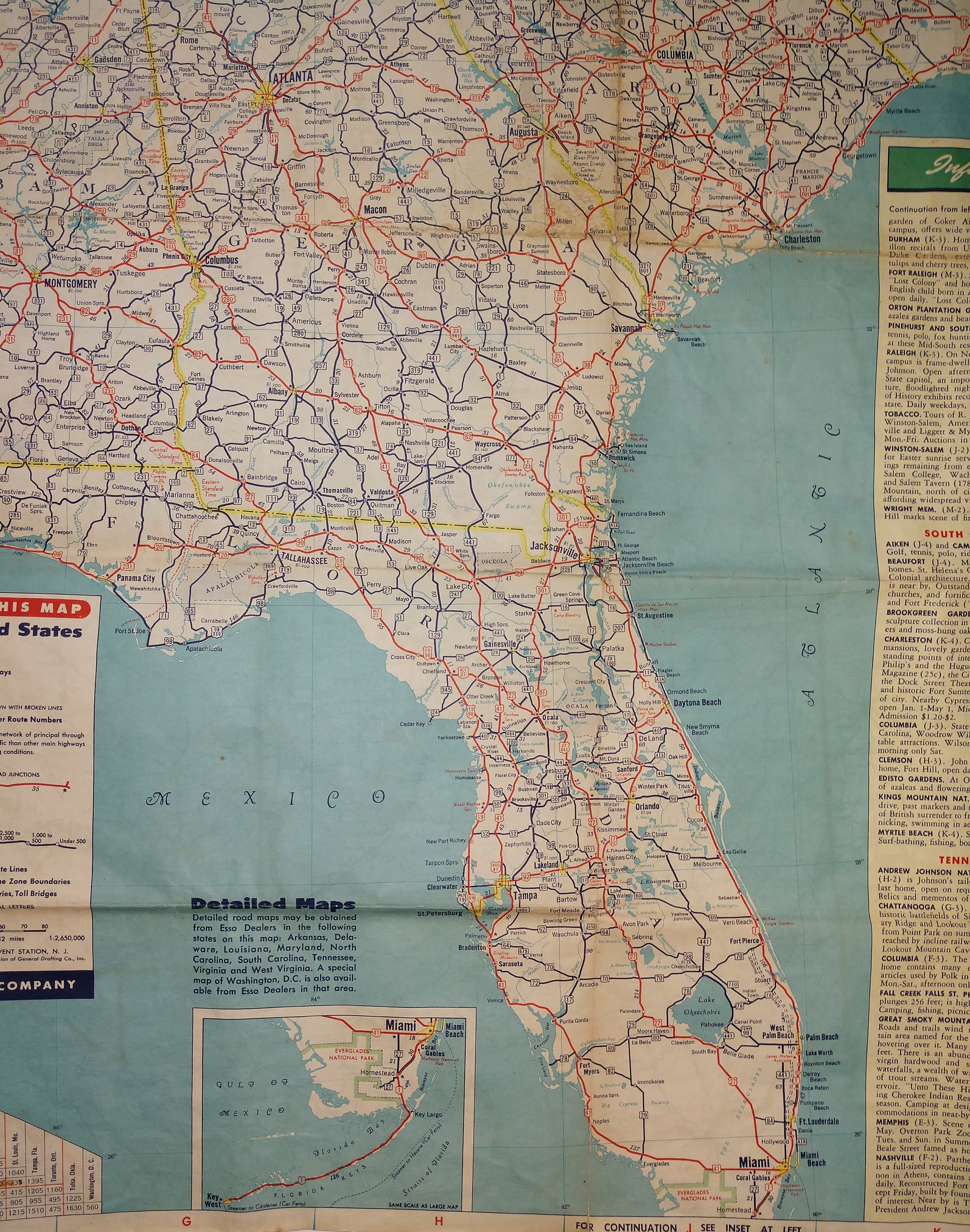 Esso Road Map - Eastern United States 1955-56 - Etsy