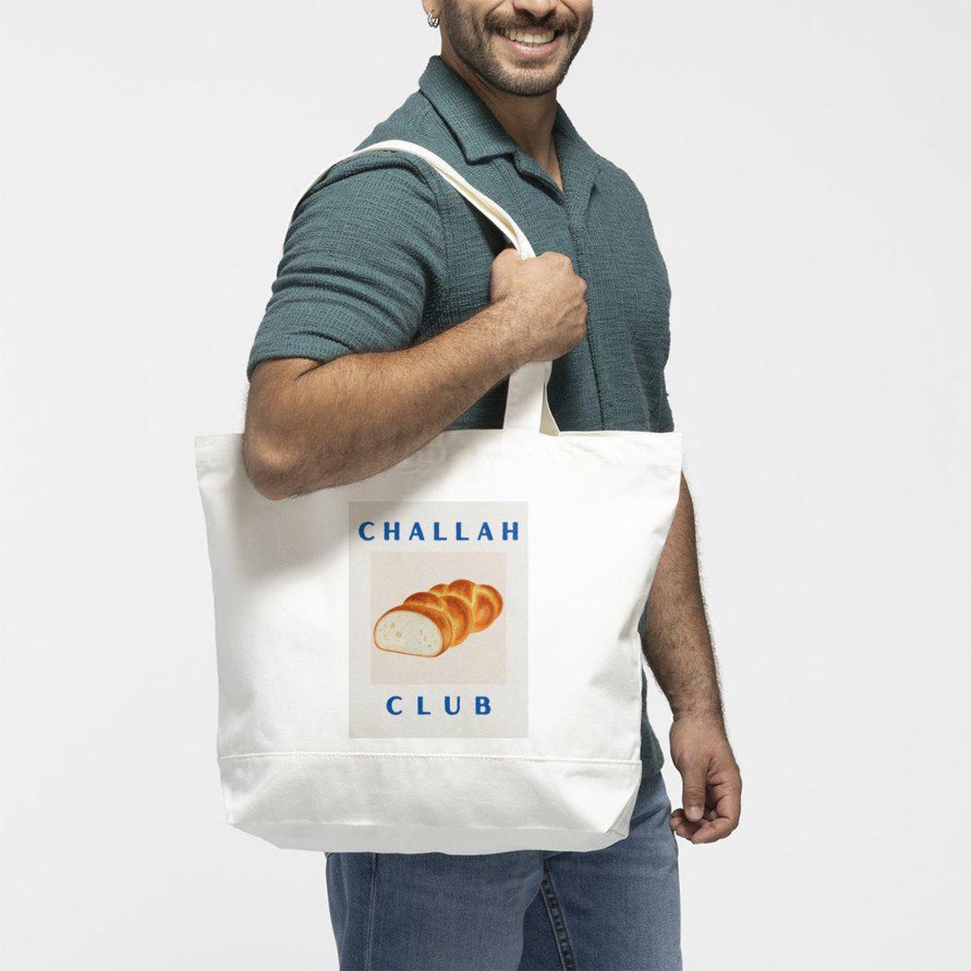 Challah Club Tote Bag: Jewish Art, Shabbat Market Bag - Etsy