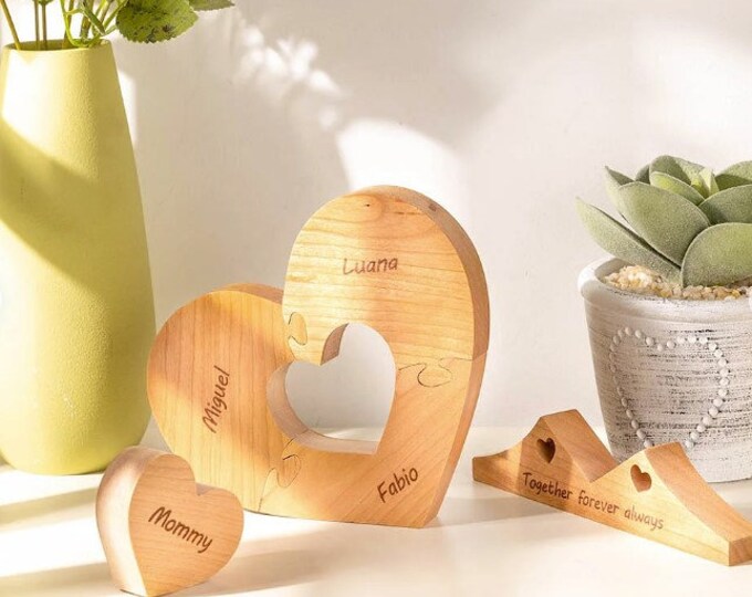 Wooden Heart Family Unity Name Puzzle Decor DXF SVG CRV Digital File - Etsy