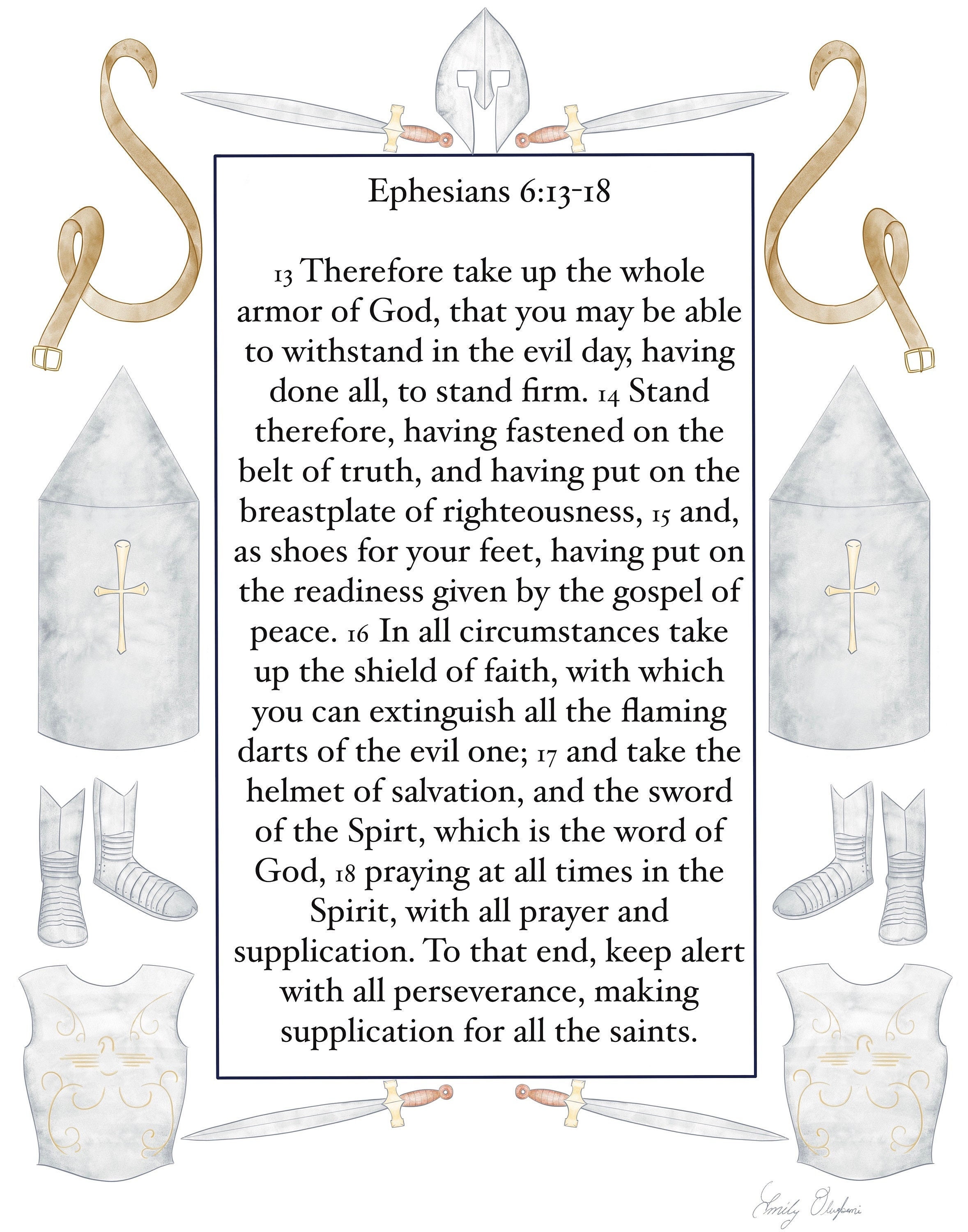 Armor of God Scripture Illustration Watercolor Artwork *DIGITAL ...