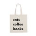 Cat Tote Bag Books Cats and Coffee, Bookish Merch, Bookish, Books and ...