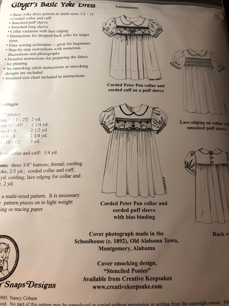 Ginger's Basic Yoke Dress Pattern - Etsy