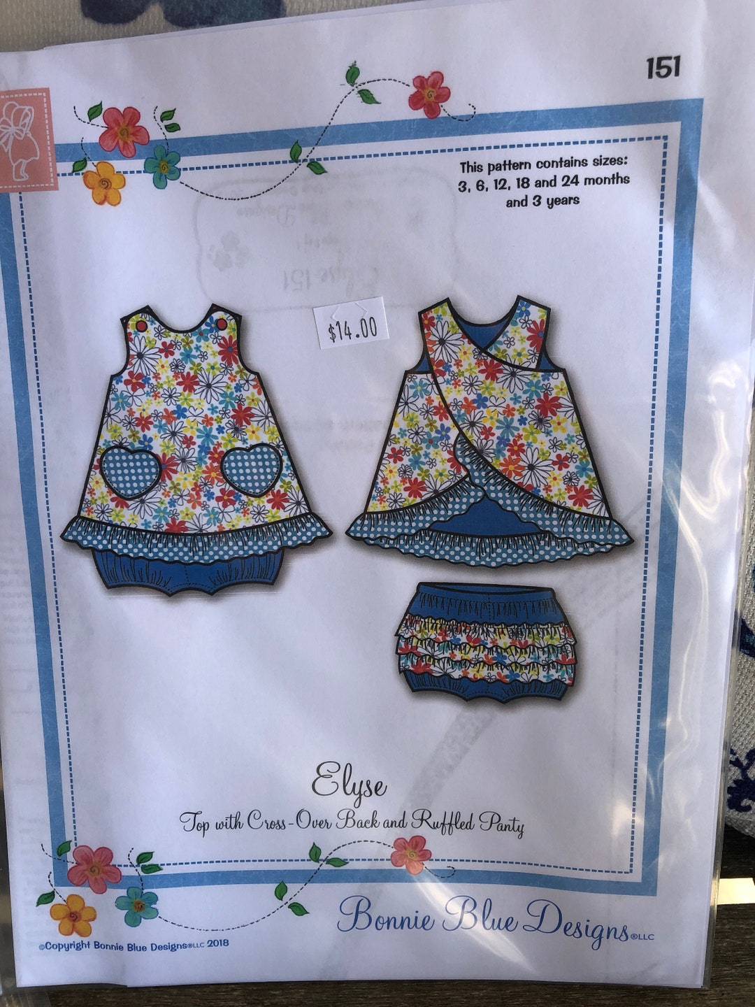 Bonnie Blue Elyse Pattern for Crossover Top and Bloomers - Etsy