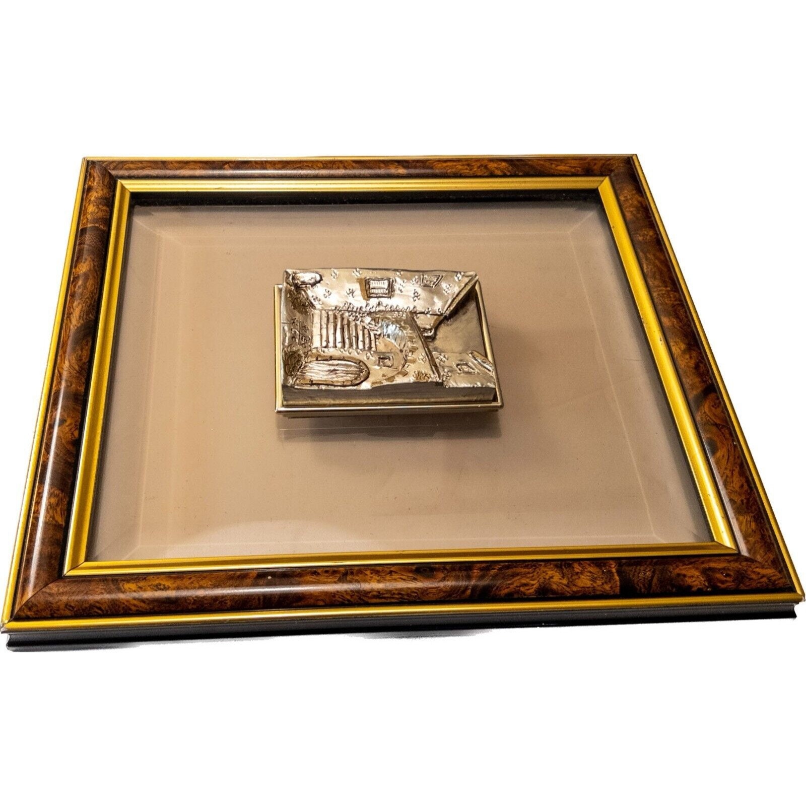 Italian Sterling Silver Relief Art ARG925 3D Overlay Framed in Crystal ...