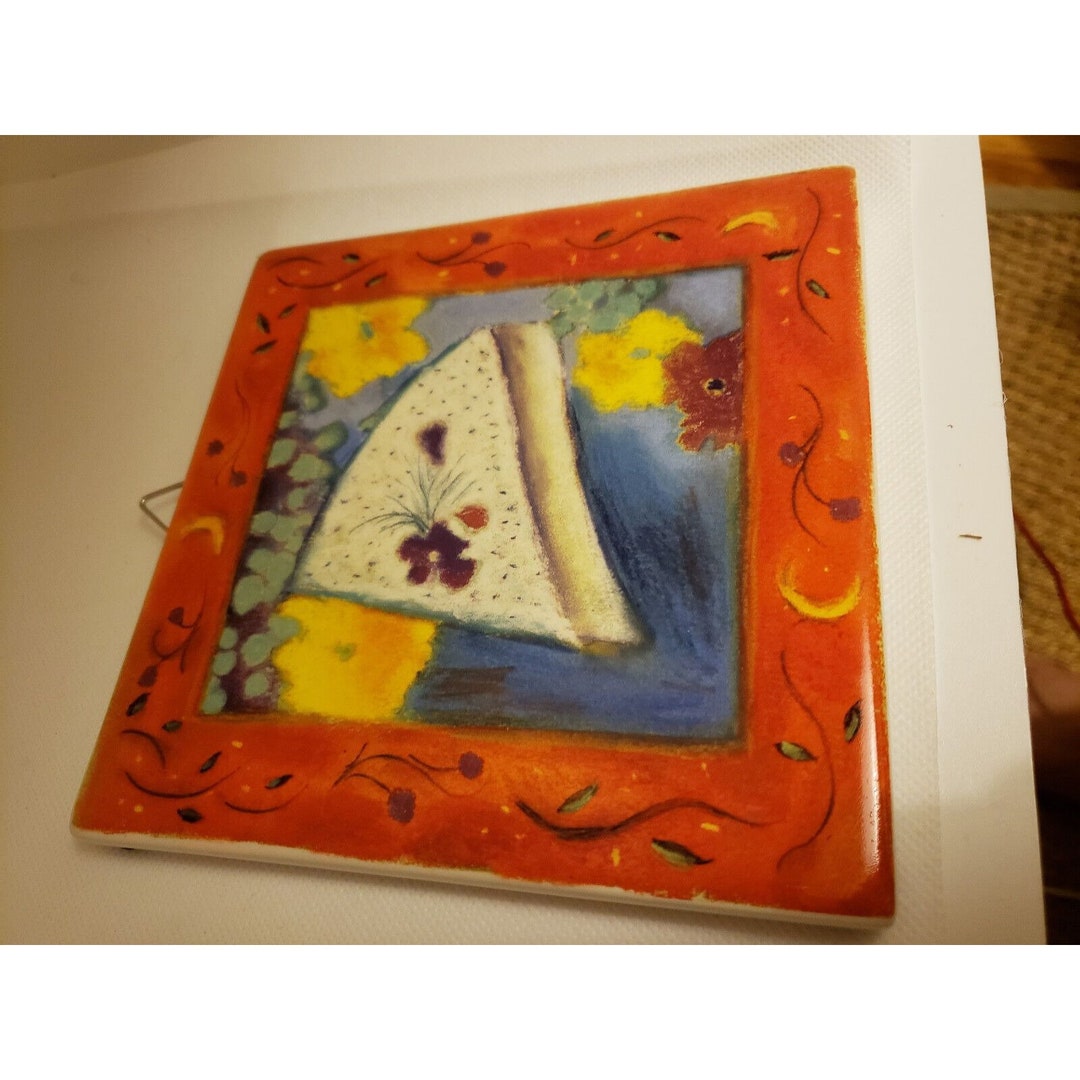 6 Serving/cheese Plate Brie Flowers Pansies Red - Etsy