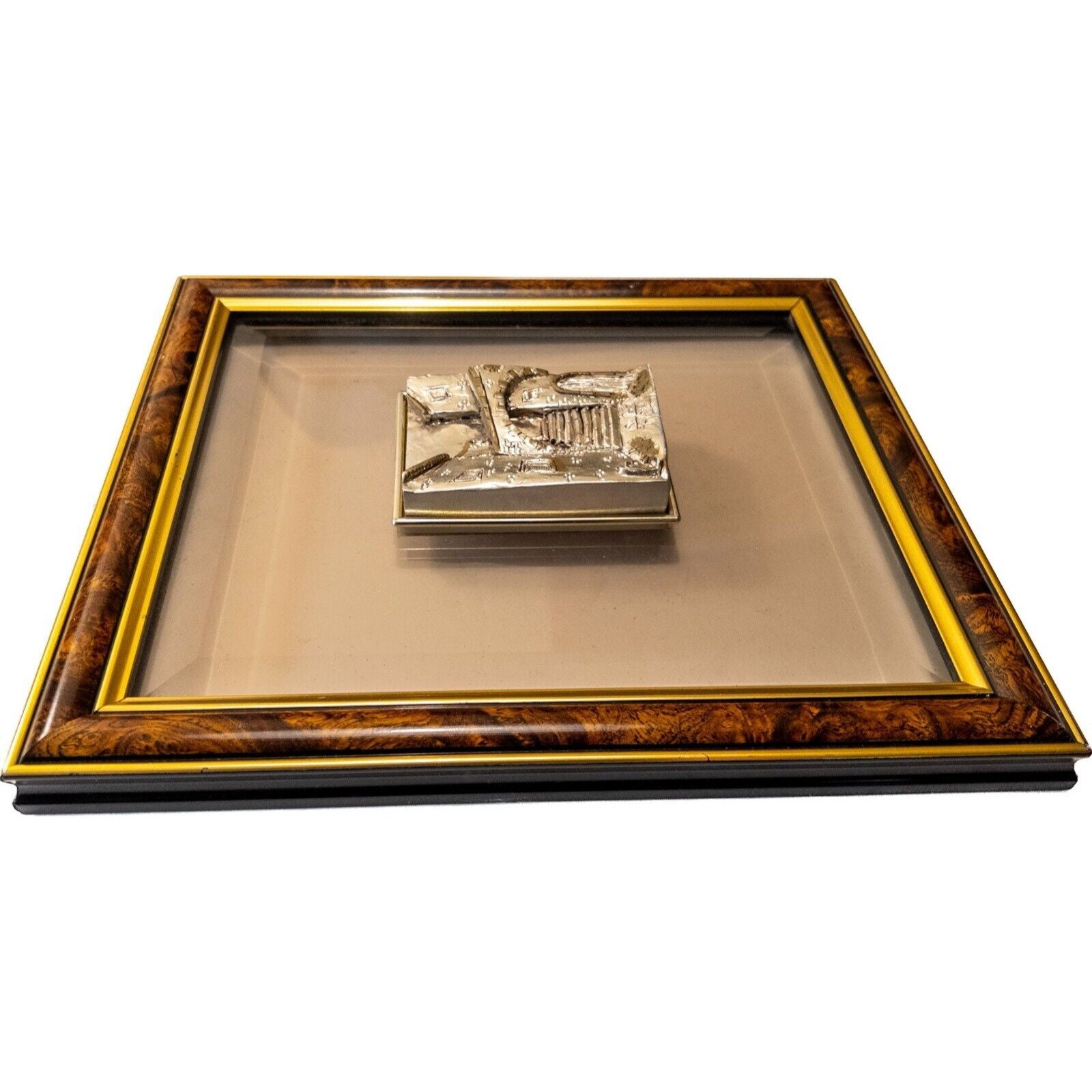 Italian Sterling Silver Relief Art ARG925 3D Overlay Framed in Crystal ...