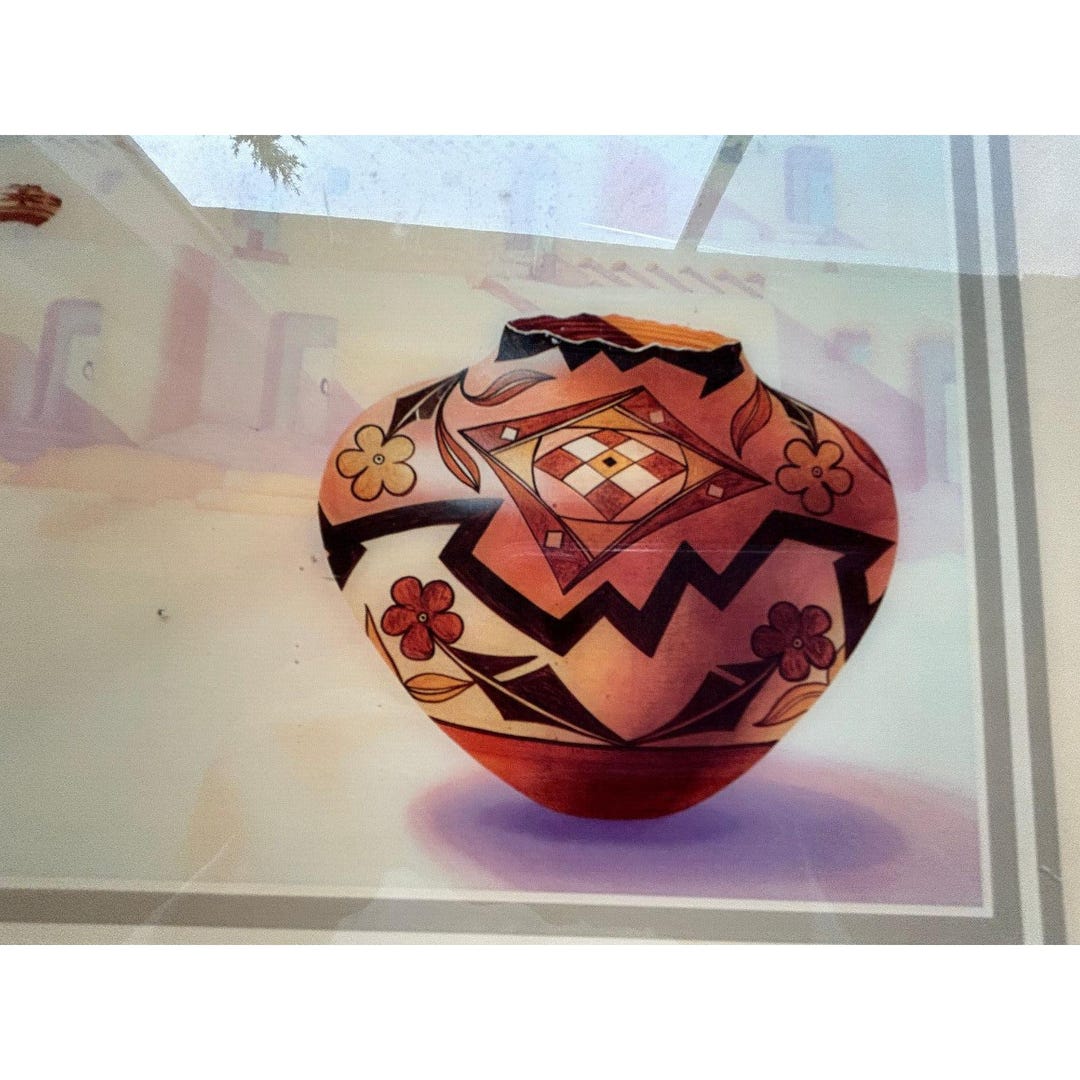 Charles Collins "walking on Air" Ceramic Tile Taos Pueblo Art 8 1/4"×6 ...