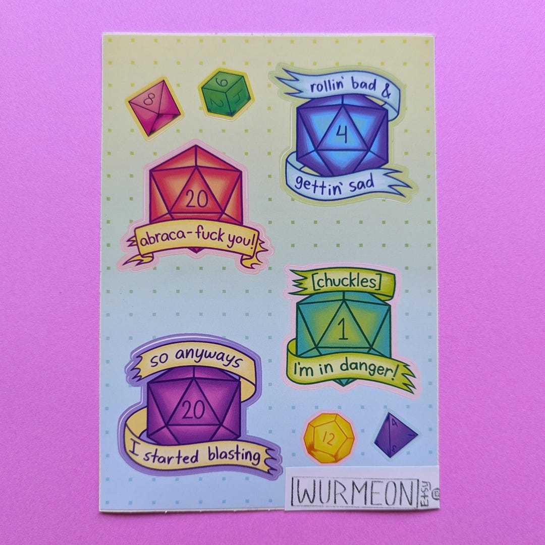 Dnd Dice Sticker Sheet - Etsy