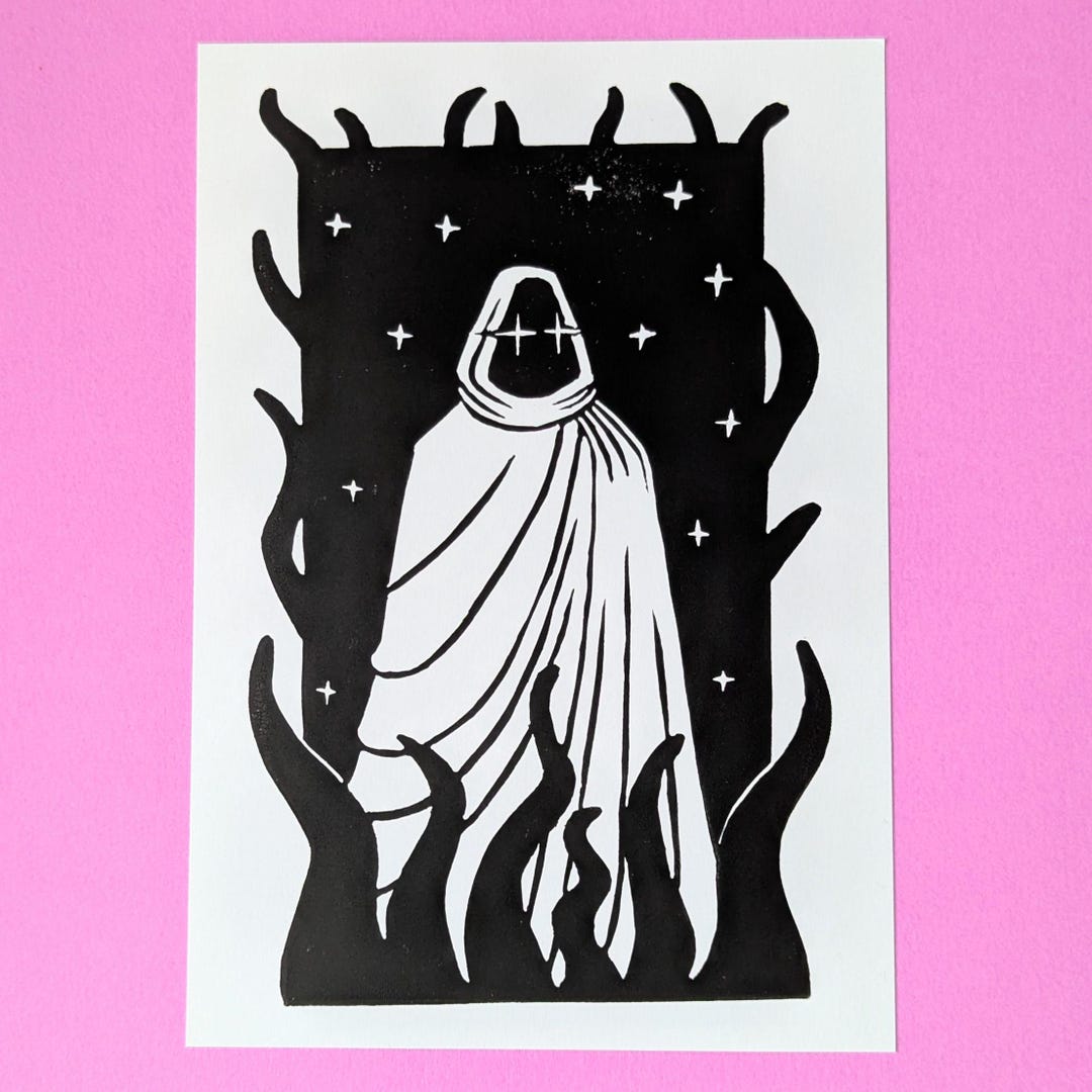 Mysterious Cloaked Figure (john Doe) Mini Lino Print - Etsy