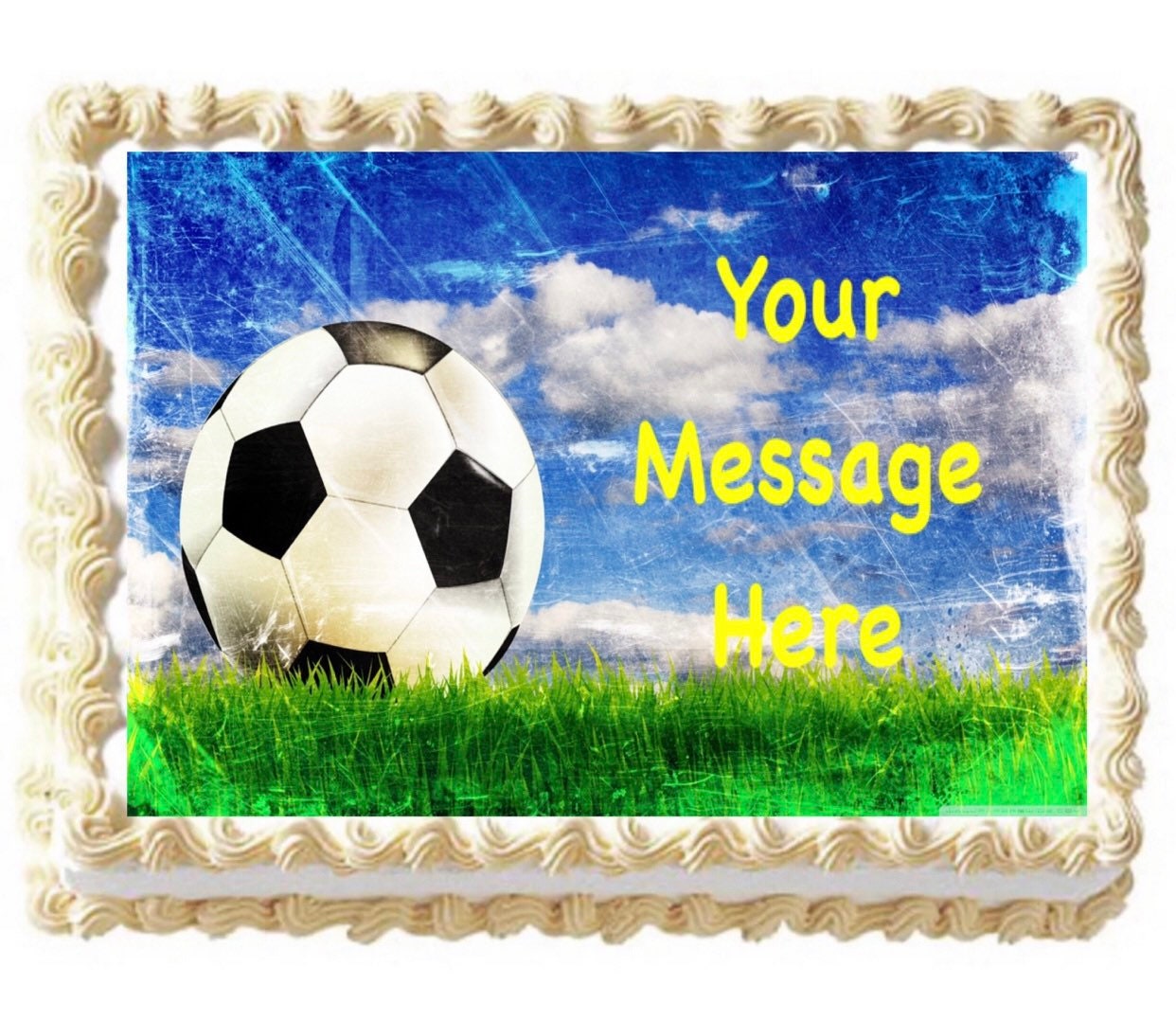 Edible Cake Image Soccer Ball Design 1/4 Sheet Cake - Etsy