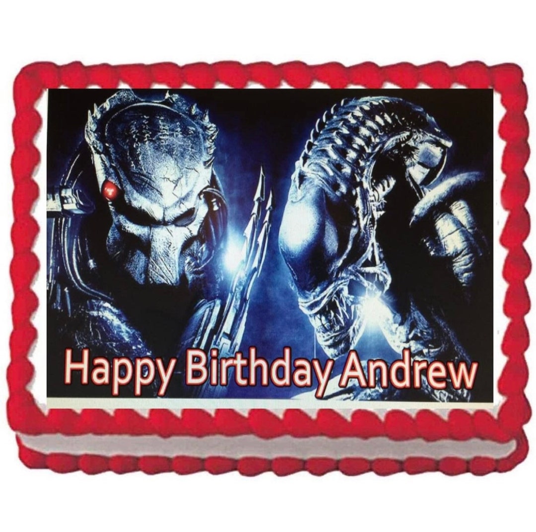 Edible Cake Image Alien Design 1/4 Sheet Cake Predator - Etsy