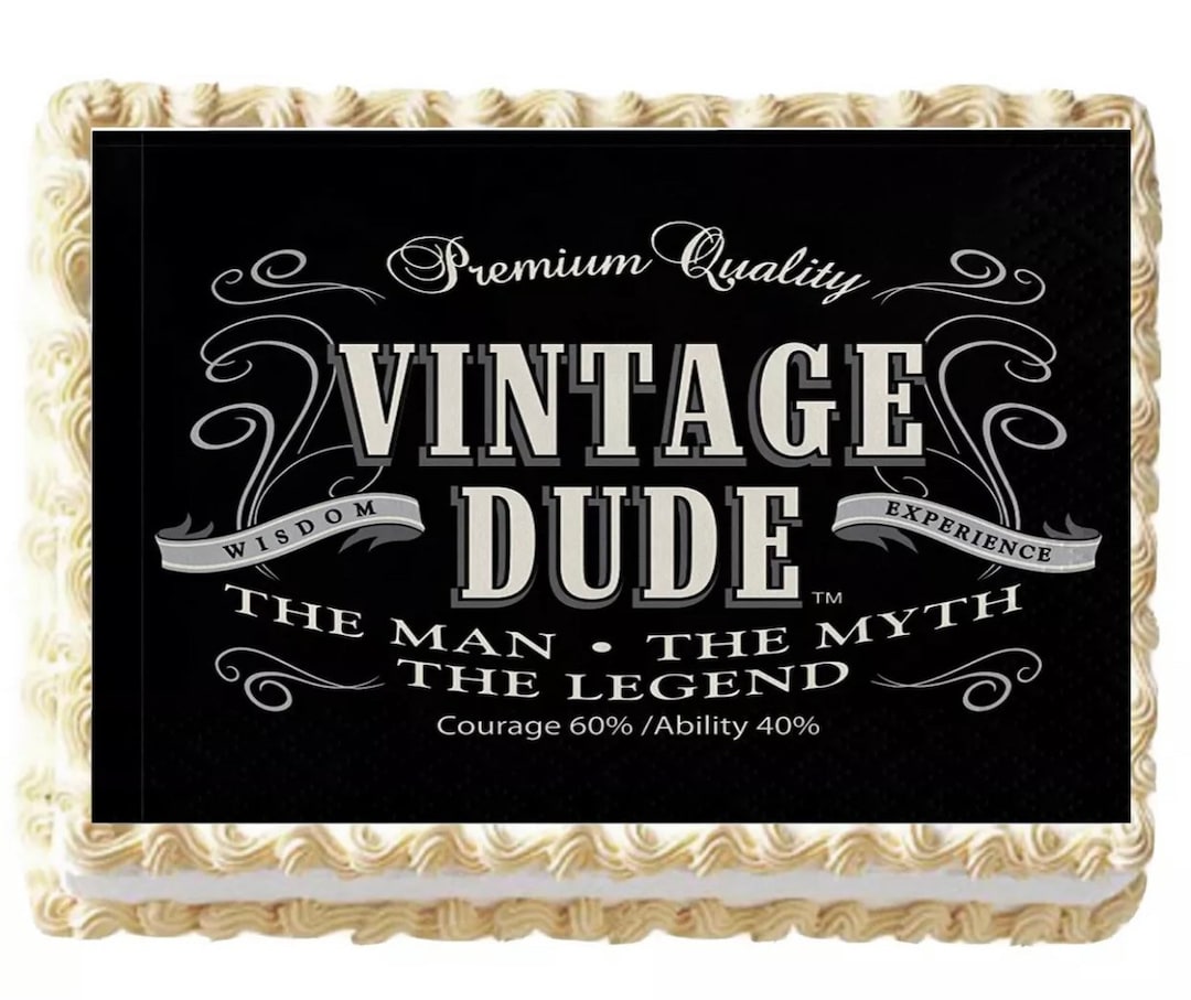 Edible Cake Image Vintage Dude Design 1/4 Sheet Cake - Etsy