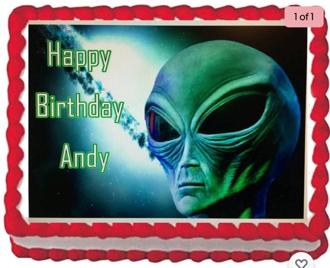Edible Cake Image Alien 1/4 Sheet Cake - Etsy