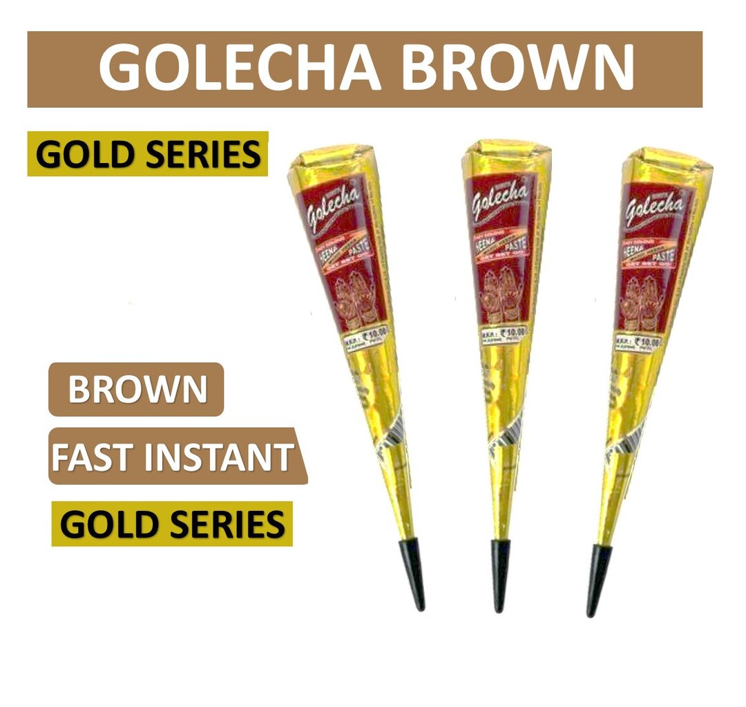 Golecha Brown Maroon Fast Drying Instant India Mehndi Henna Style Cones ...