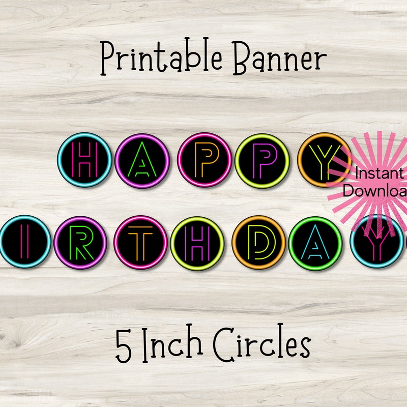 Neon Birthday Banner - Etsy