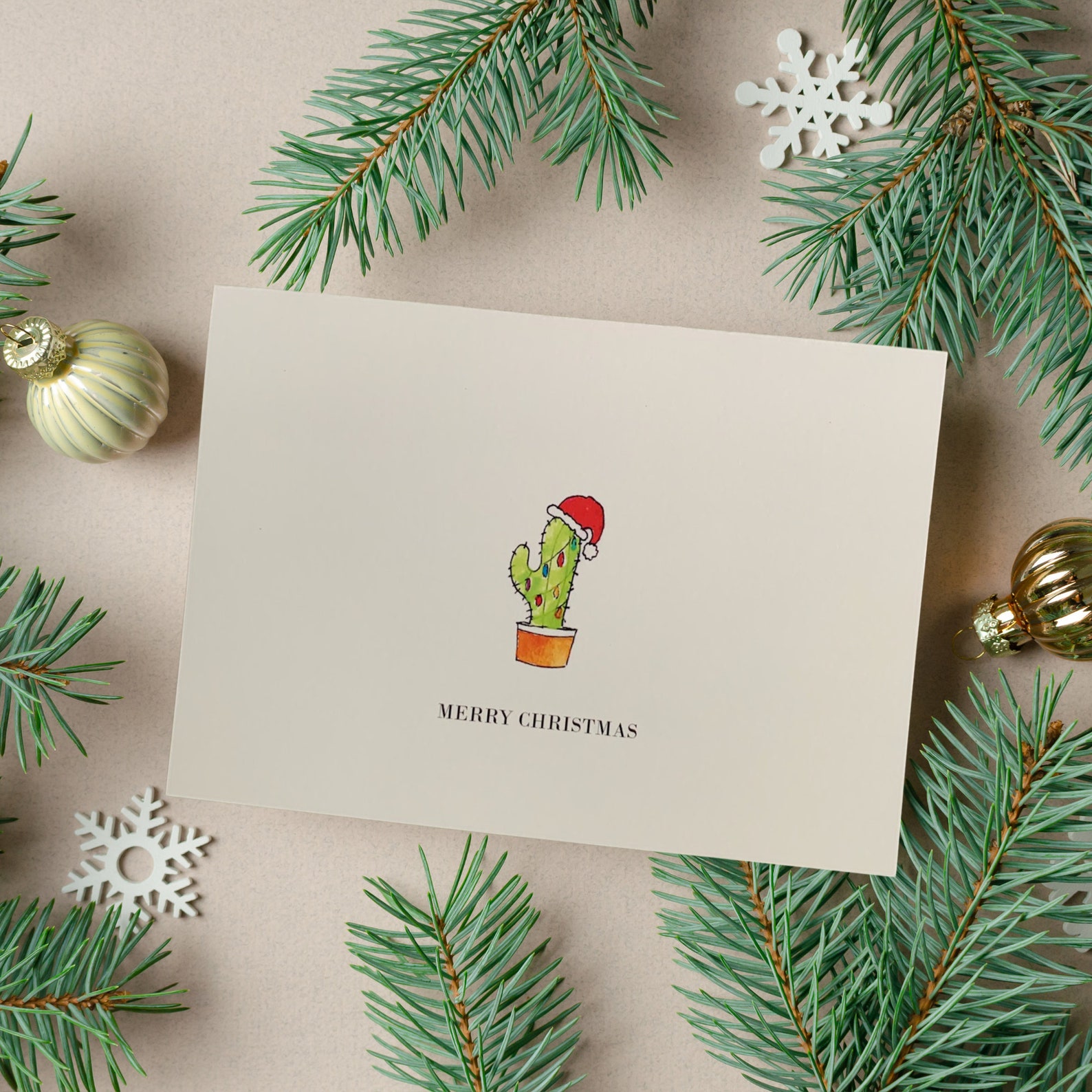 Handmade Small Christmas Cactus Card C45 - Etsy