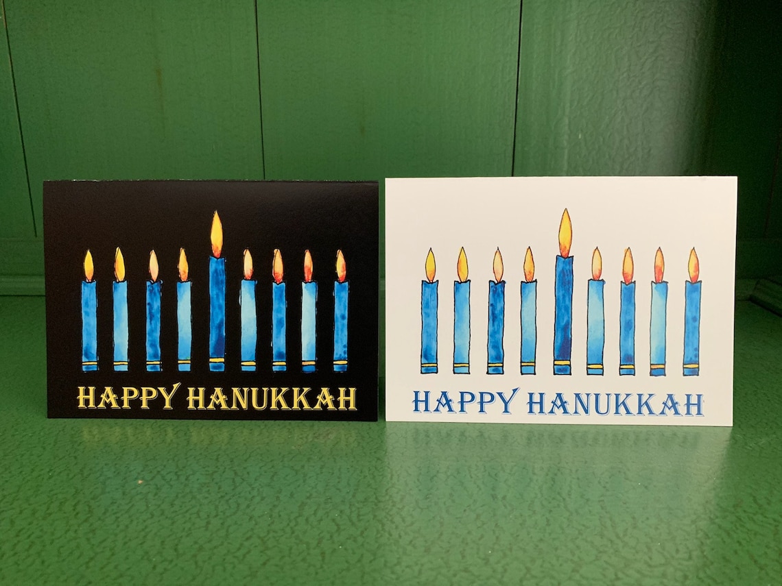 Handmade Watercolor Happy Hanukkah Card HAN2 - Etsy