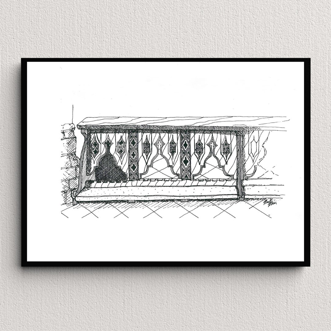 Kenzie and Craig: Handmade Ink Sketch of Westminster Abbey Bench London ...