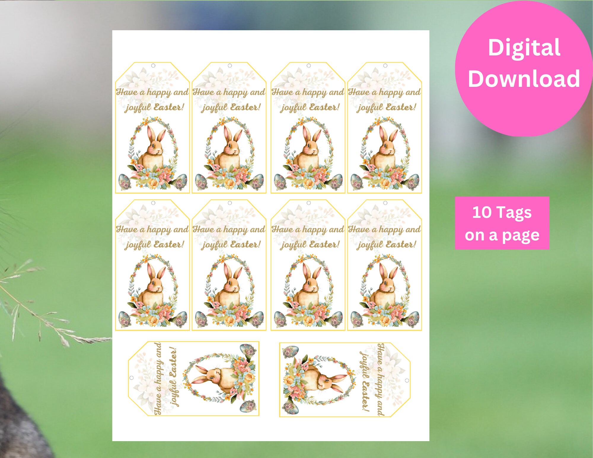 Printable Easter Gift Tags, Favor Tags, Easter Bunny Tags, Sweets Tags ...