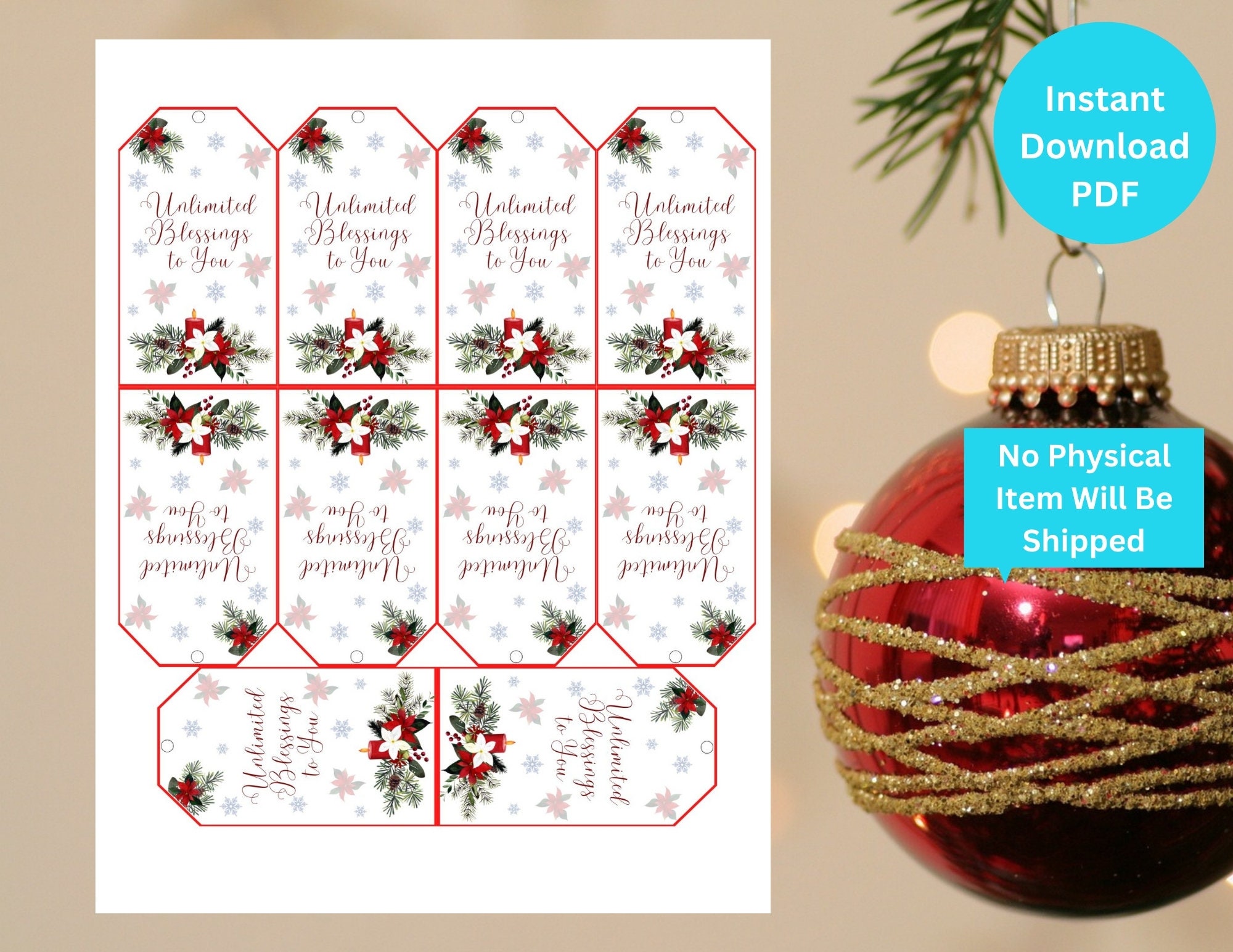 Printable Christmas Gift Tags Holiday Gift Tags Cookie Tags - Etsy