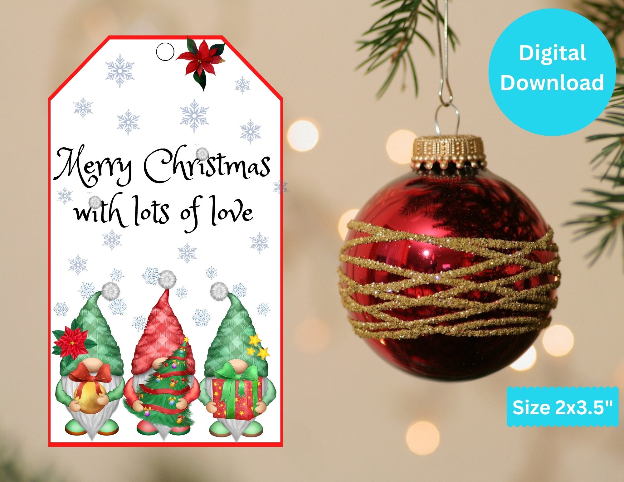 Printable Christmas Gift Tags, Holiday Gift Tags, Cookie Tags, Favor ...