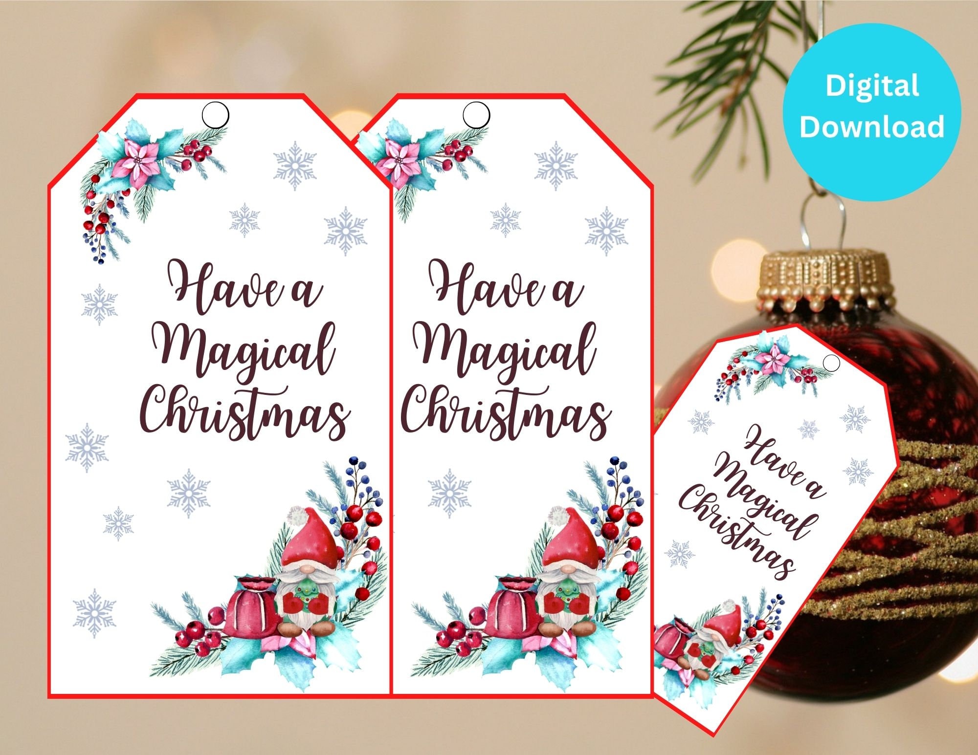 Printable Christmas Gift Tags, Holiday Gift Tags, Cookie Tags, Favor ...