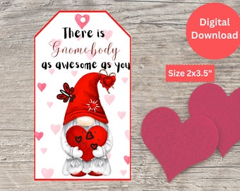 Printable Valentine's Day Gift Tags, Favor Tags, Valentine's Gnome Tags ...
