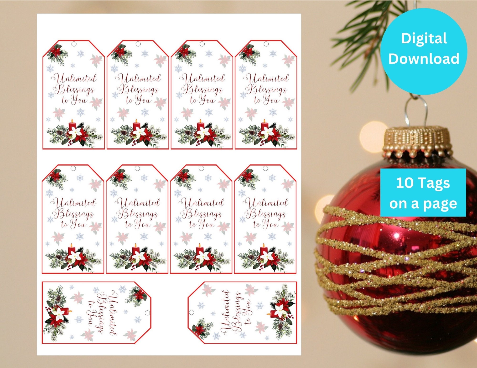 Printable Christmas Gift Tags Holiday Gift Tags Cookie Tags - Etsy