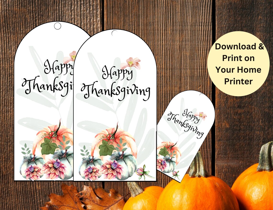 Printable Thanksgiving Gift Tags, Cookie Tags, Favor Tags, Happy ...