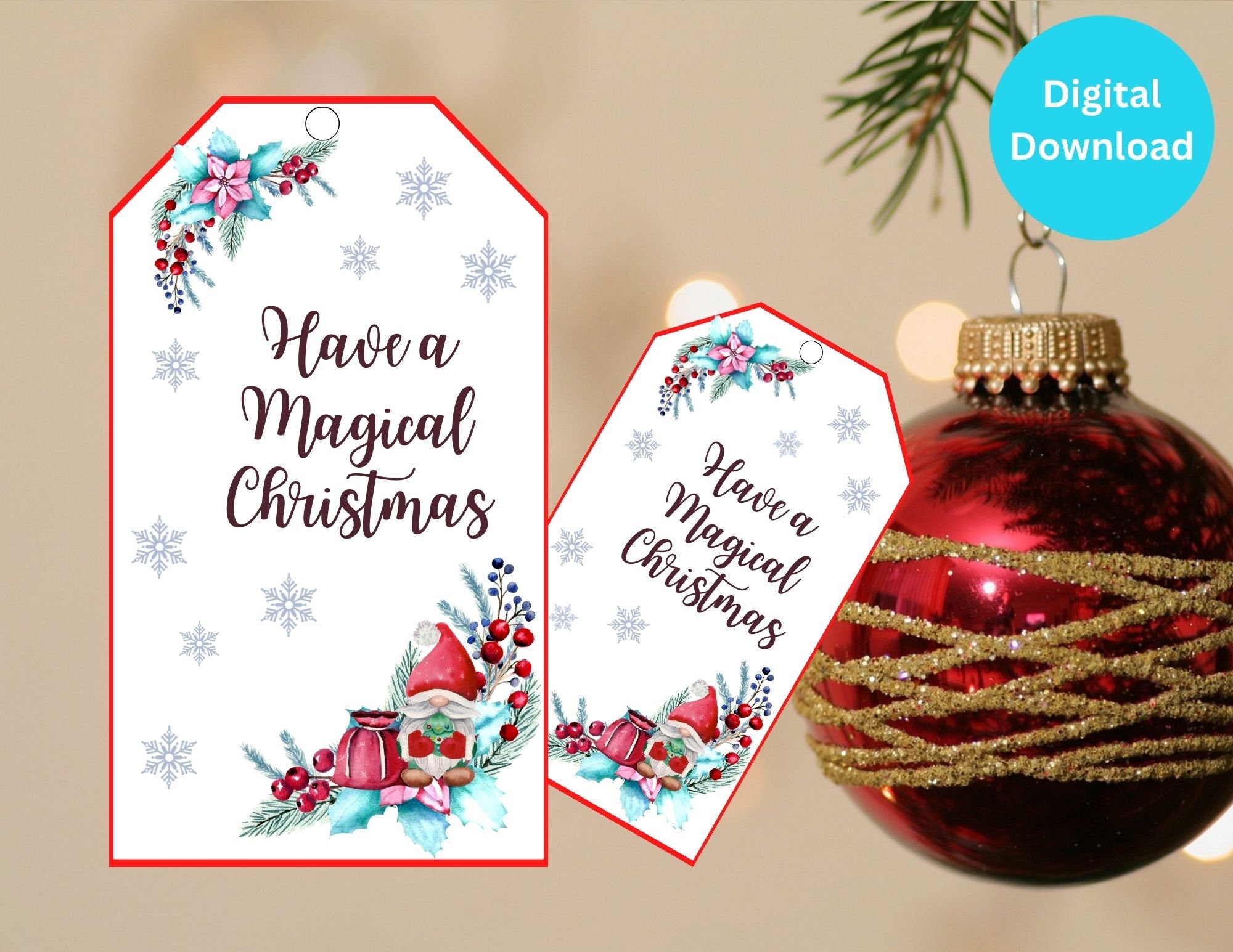 Printable Christmas Gift Tags, Holiday Gift Tags, Cookie Tags, Favor ...