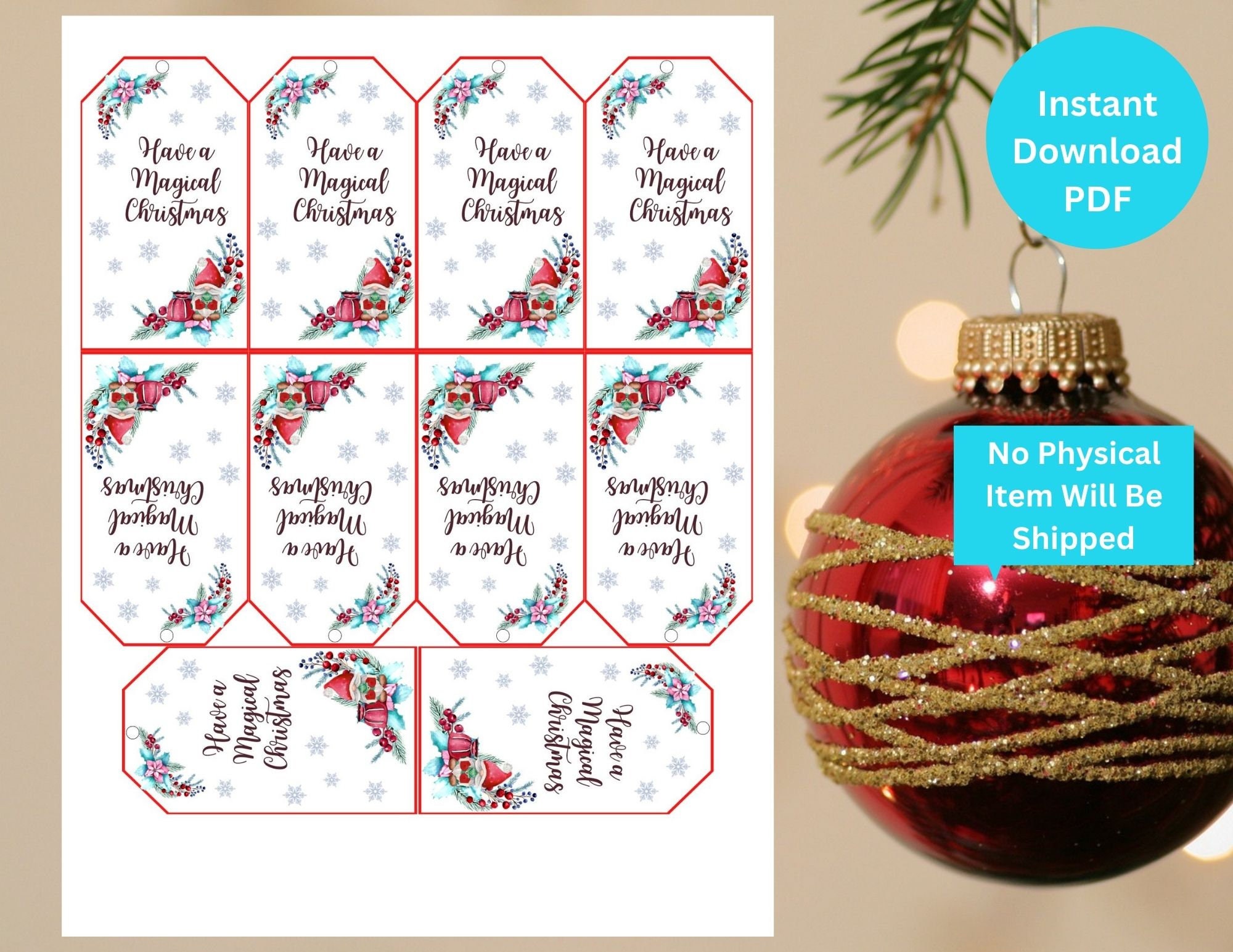Printable Christmas Gift Tags, Holiday Gift Tags, Cookie Tags, Favor ...
