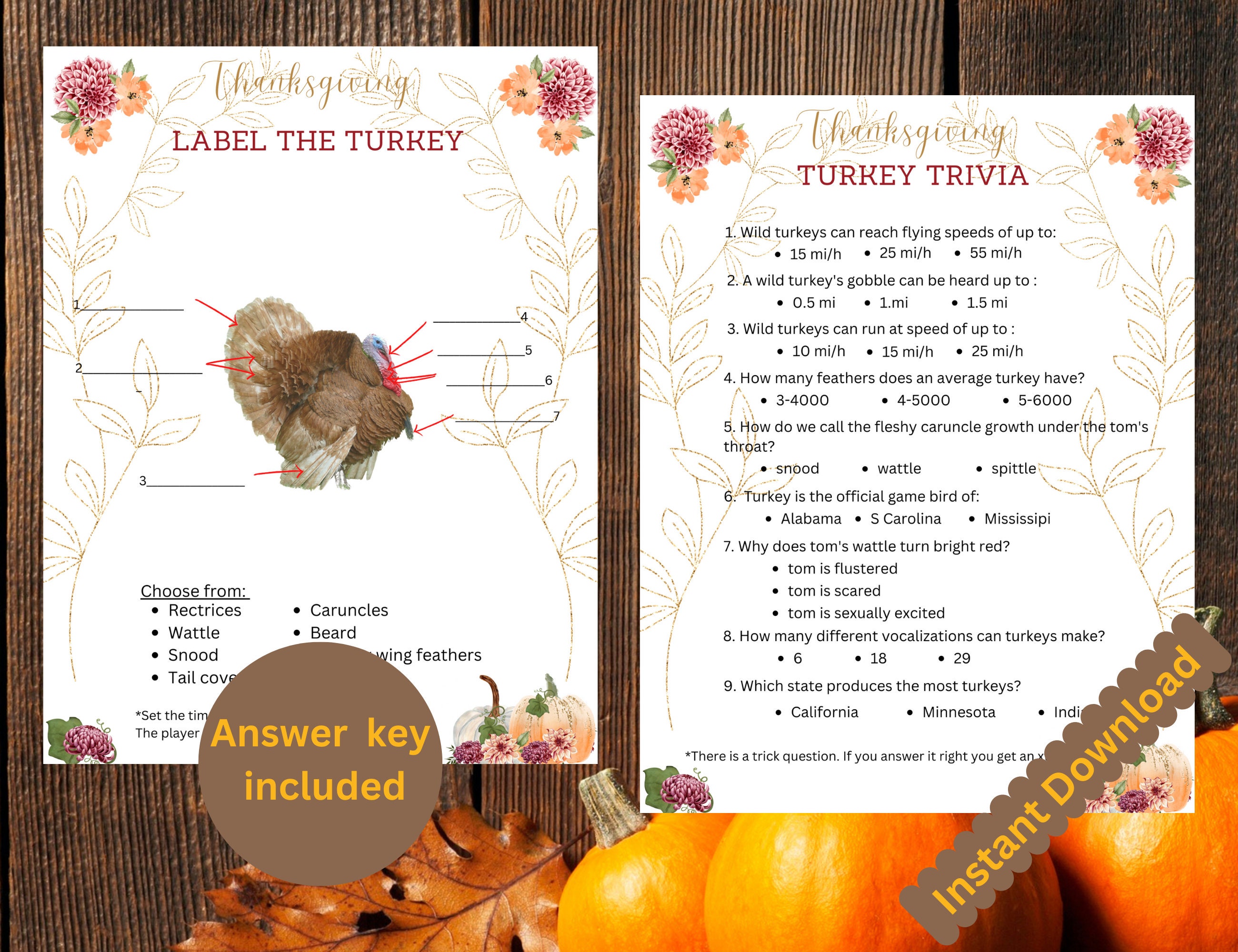 Thanksgiving Printable Game Bundle. 11 Printable Thanksgiving Party ...