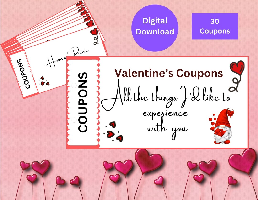 Printable Love Coupon Book Valentine Gift for Her - Etsy