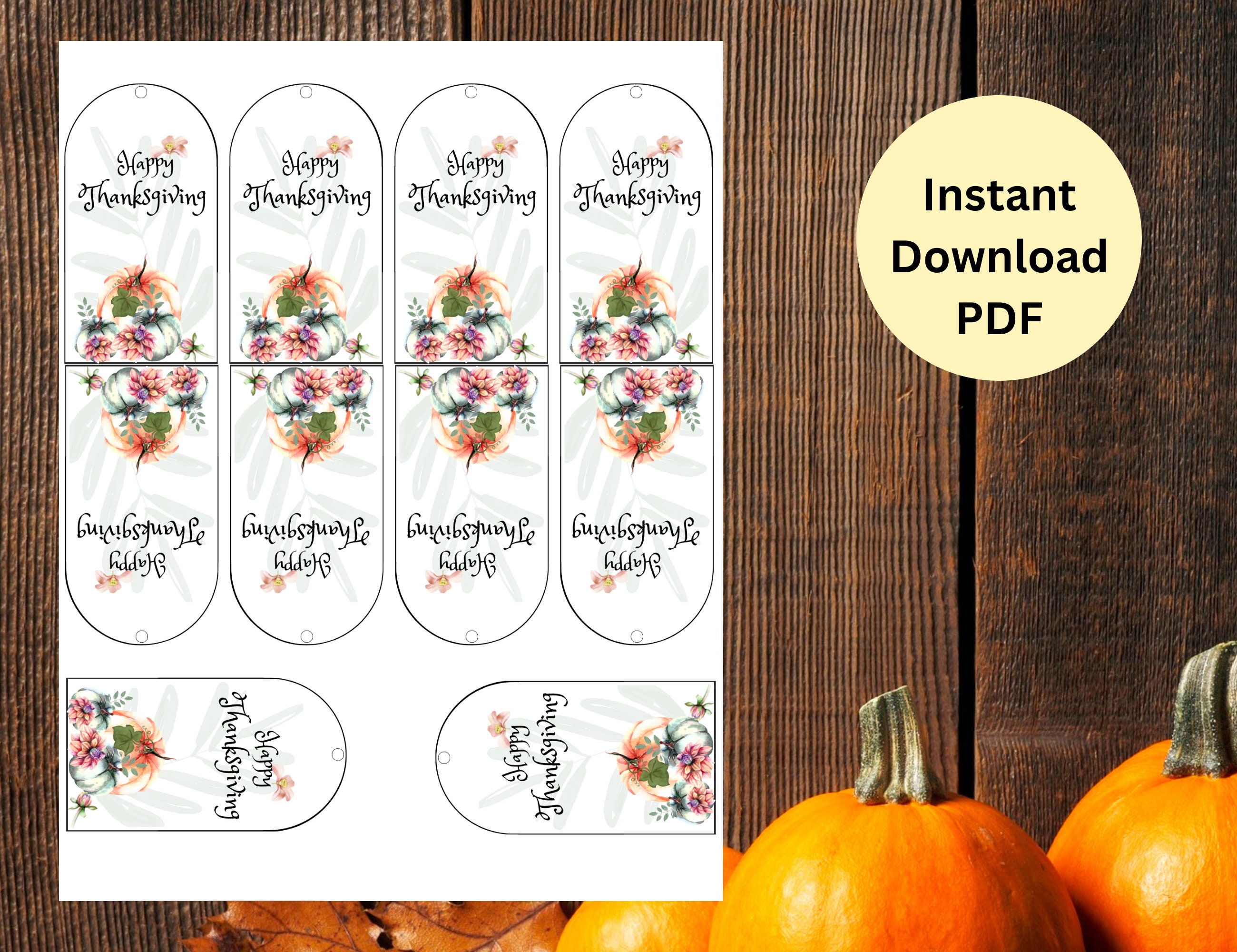 Printable Thanksgiving Gift Tags, Cookie Tags, Favor Tags, Happy ...