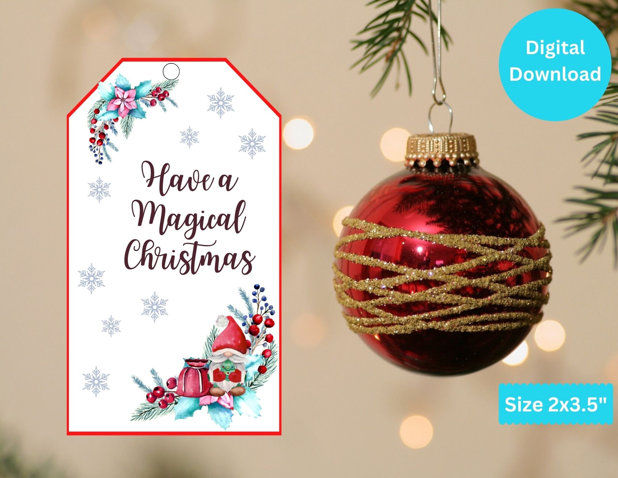 Printable Christmas Gift Tags, Holiday Gift Tags, Cookie Tags, Favor ...