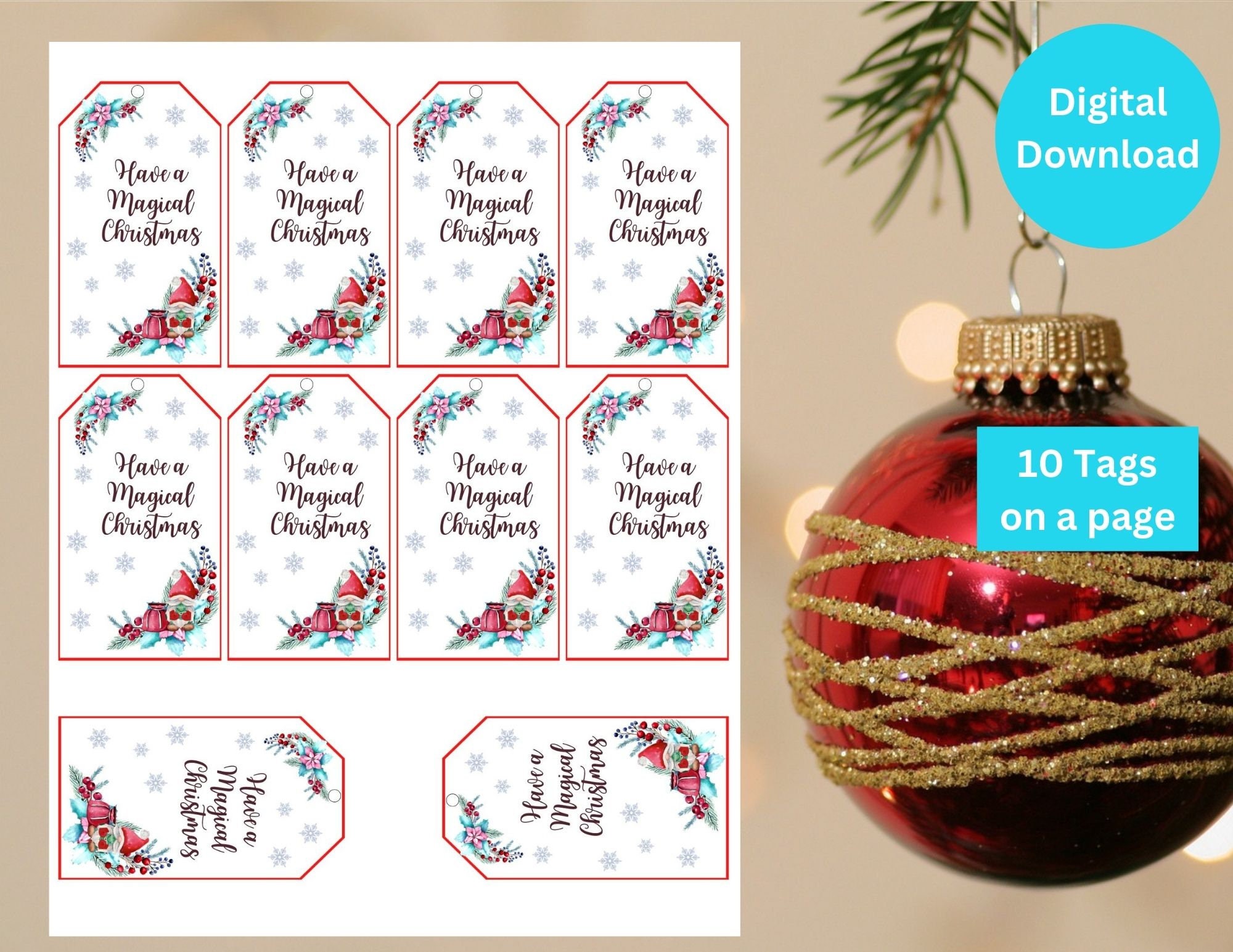 Printable Christmas Gift Tags, Holiday Gift Tags, Cookie Tags, Favor ...