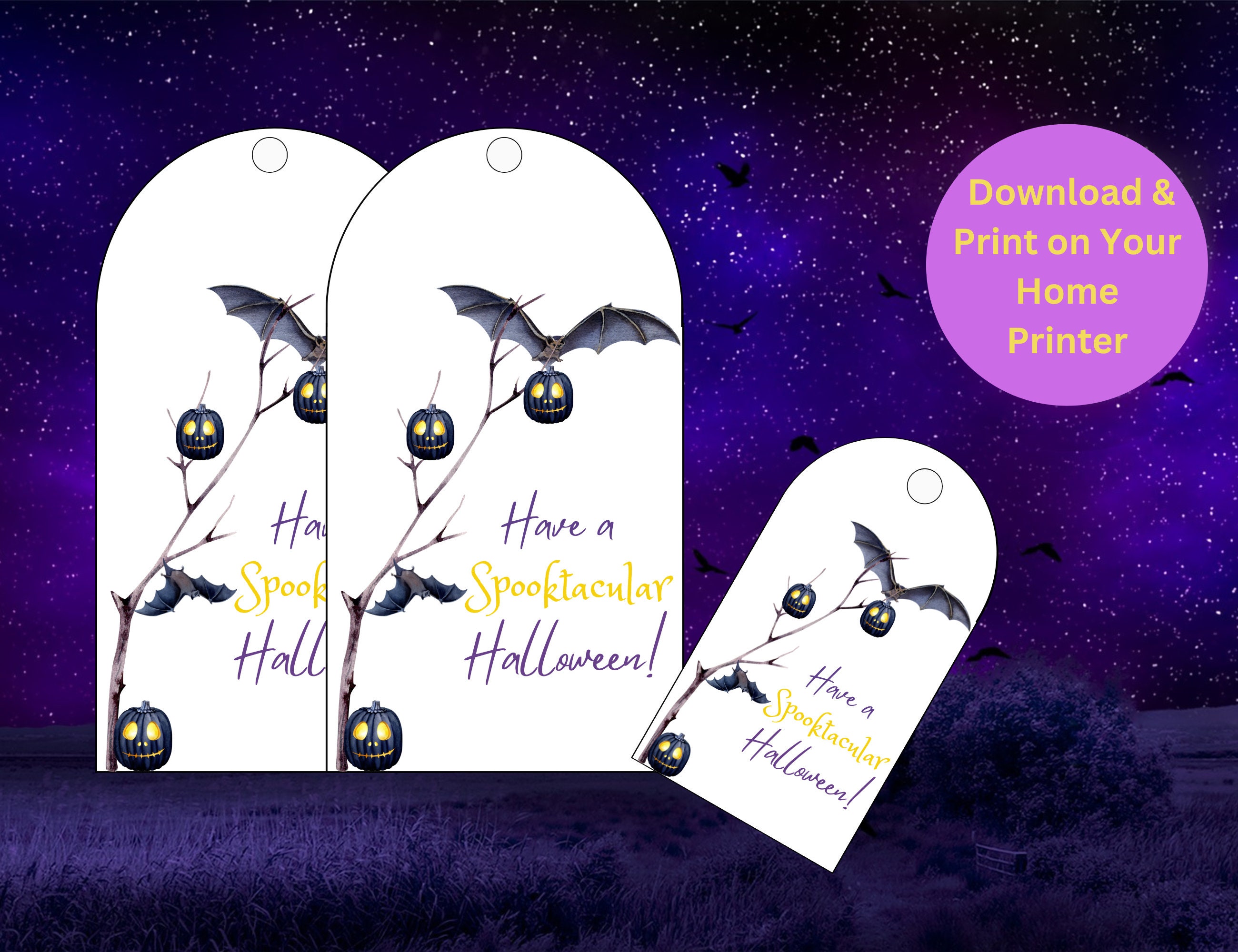 Printable Halloween Gift Tags, Halloween Party Favor Tags, Halloween ...
